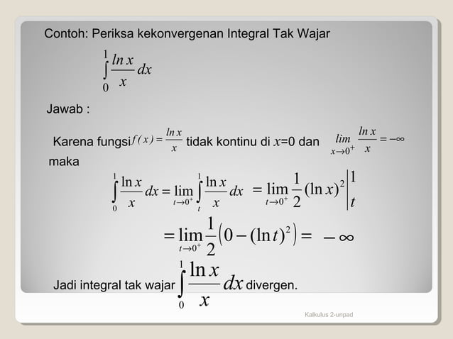 Integral Tak Wajar ( Kalkulus 2 ) | PPS