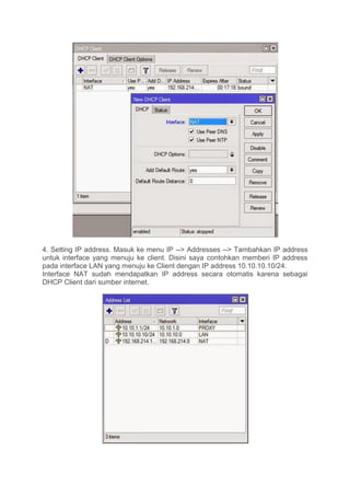 1. cara mengkoneksikan mikrotik ke internet | PDF