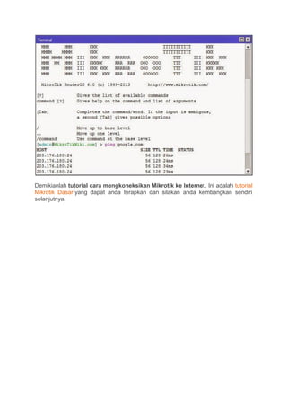 1. cara mengkoneksikan mikrotik ke internet | PDF