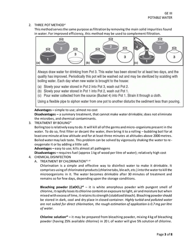 potable water sources and methods of purification at domestic level ...