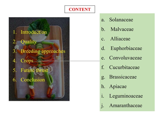 BREEDING FOR QUALITY TRAITS IN VEGETABLE CROPS | PPTX | Agriculture ...