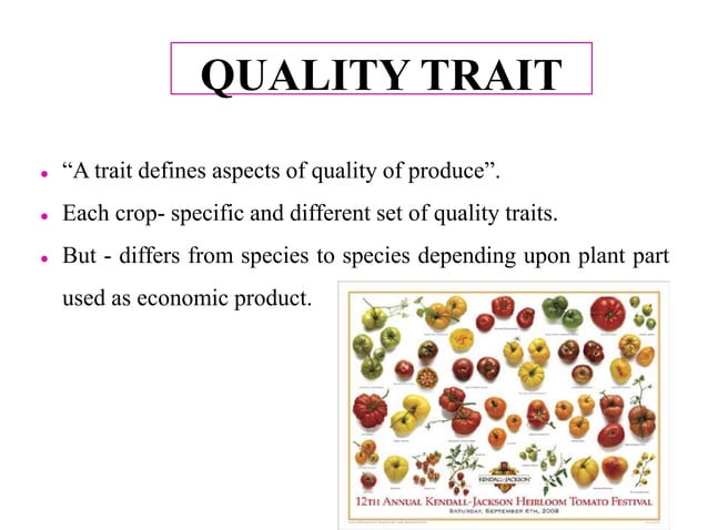 BREEDING FOR QUALITY TRAITS IN VEGETABLE CROPS | PPTX | Agriculture ...