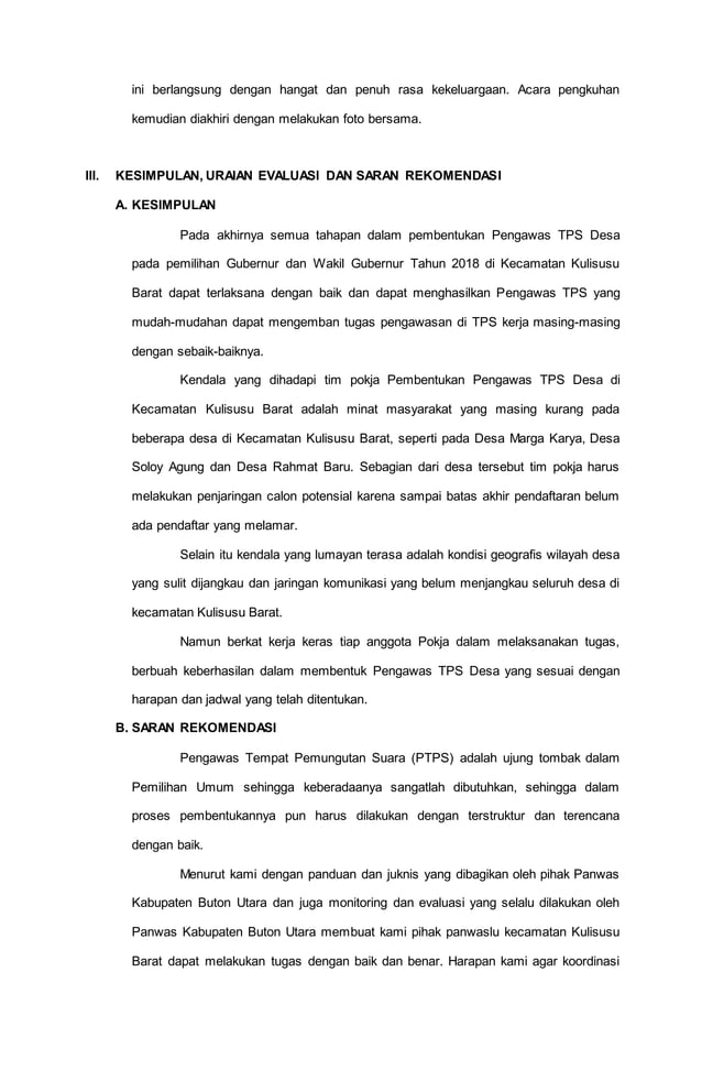 1. laporan akhir pembentukan pengawas tps kulbar | DOCX