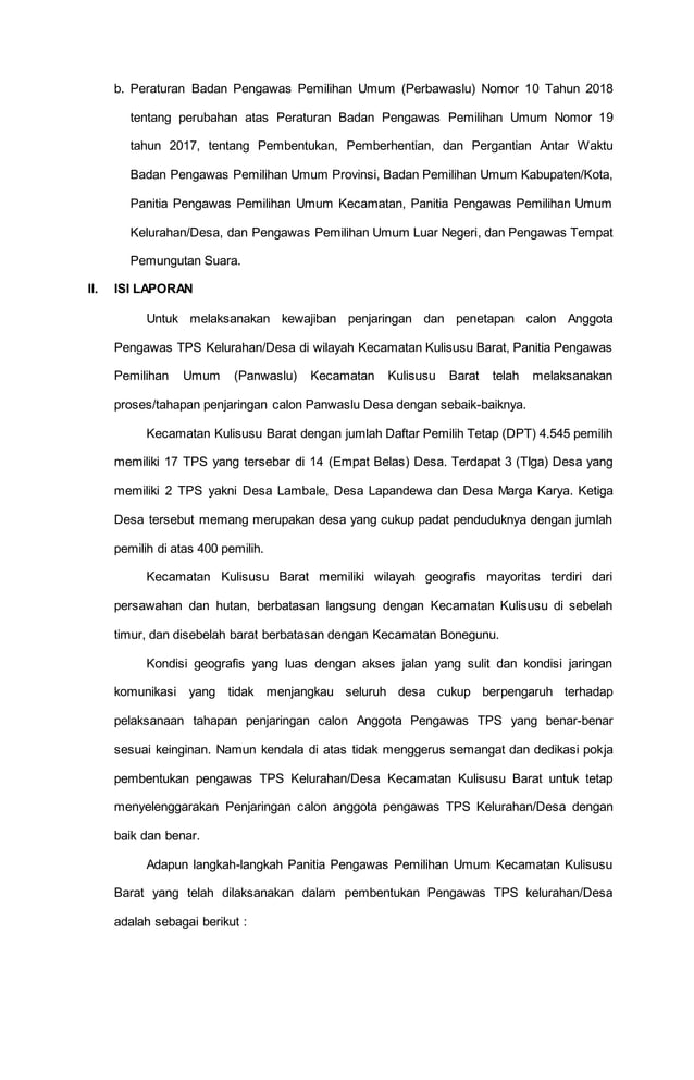 1. laporan akhir pembentukan pengawas tps kulbar | DOCX