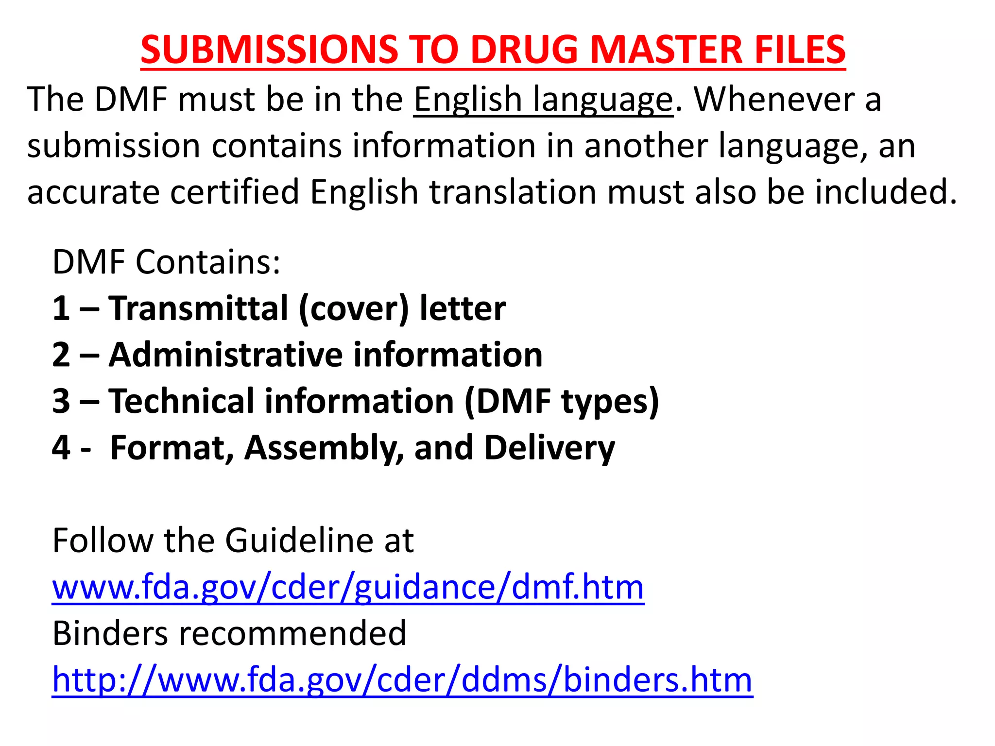 Drug Master File submissions | PPTX