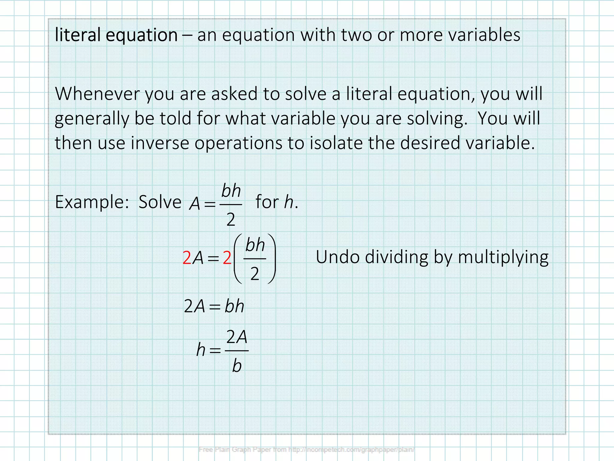 1.1 Linear and Literal Equations | PDF