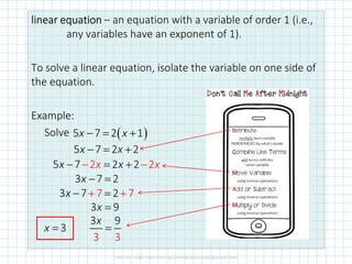 1.1 Linear and Literal Equations | PDF