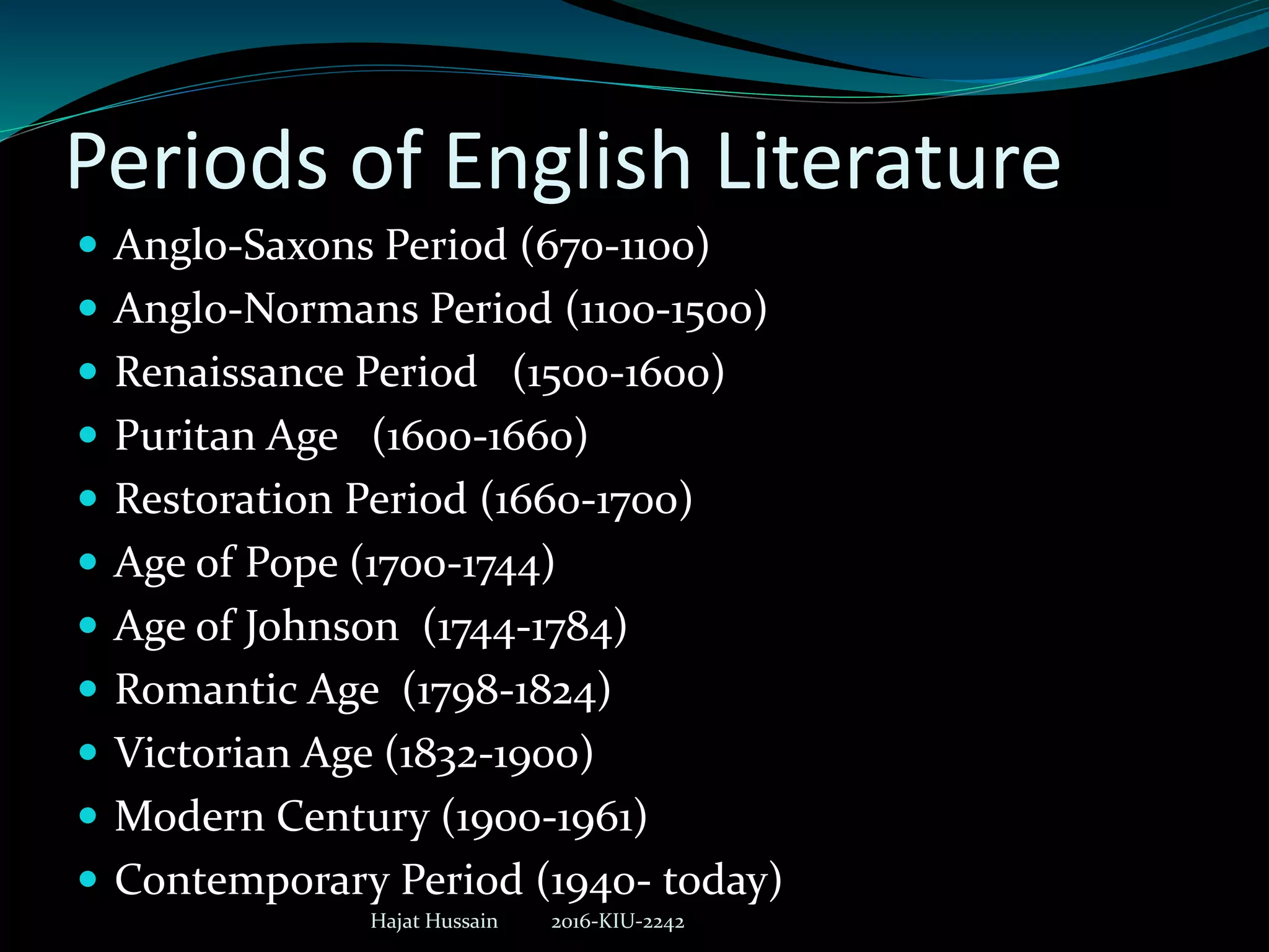 A Critical History of English Literature | PPTX