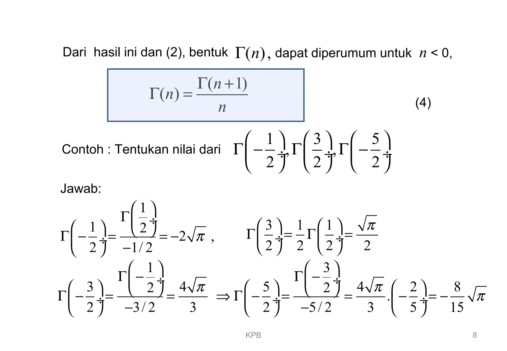 Fungsi Gamma dan Beta (Kalkulus Peubah Banyak) | PPT