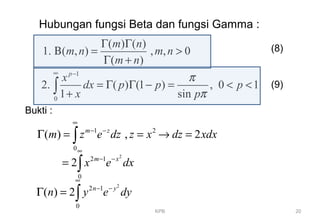 Fungsi Gamma dan Beta (Kalkulus Peubah Banyak) | PPT