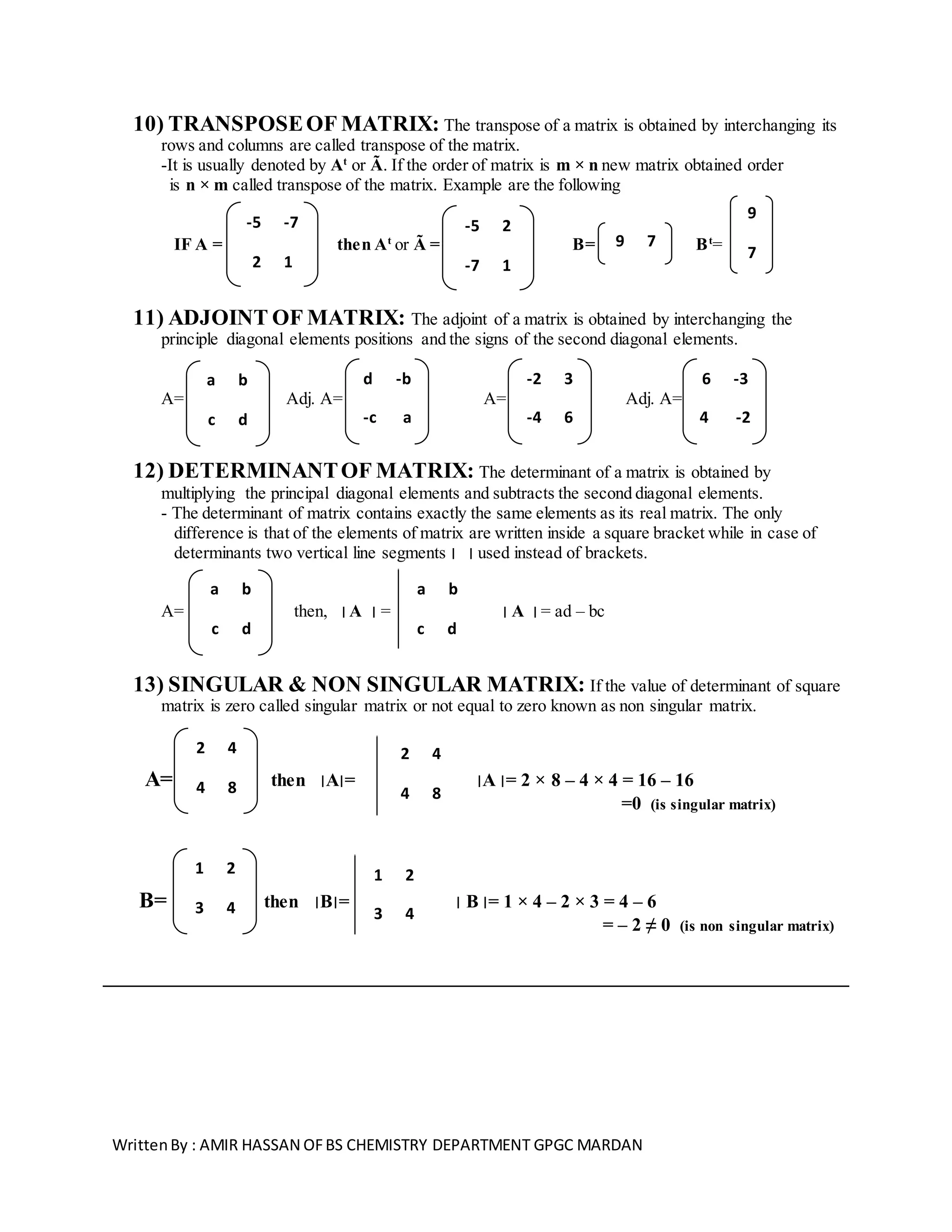 INTRODUCTION TO MATRICES, TYPES OF MATRICES, | PDF INTRODUCTION TO MATRICES, TYPES OF MATRICES, | PDF