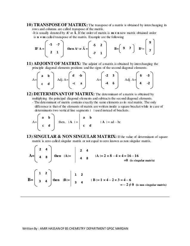 INTRODUCTION TO MATRICES, TYPES OF MATRICES, INTRODUCTION TO MATRICES, TYPES OF MATRICES,