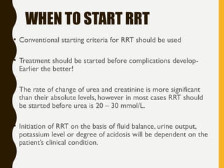 Classical ‘renal’ indications for starting renal replacement therapy ...