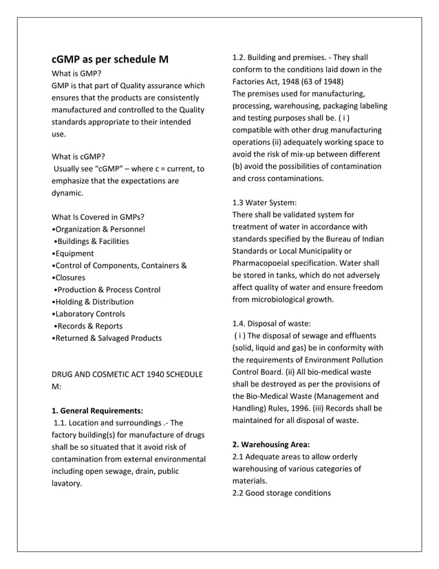 1.c gmp as per schedule m | PDF