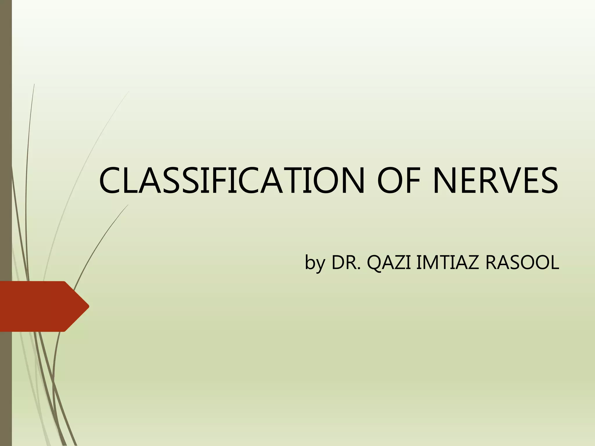 1. classification of nerves BY DR QAZI IMTIAZ RASOOL | PPT