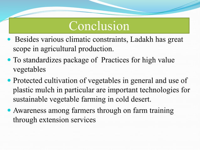 agriculture status of ladakh | PPTX | Agriculture | Industries