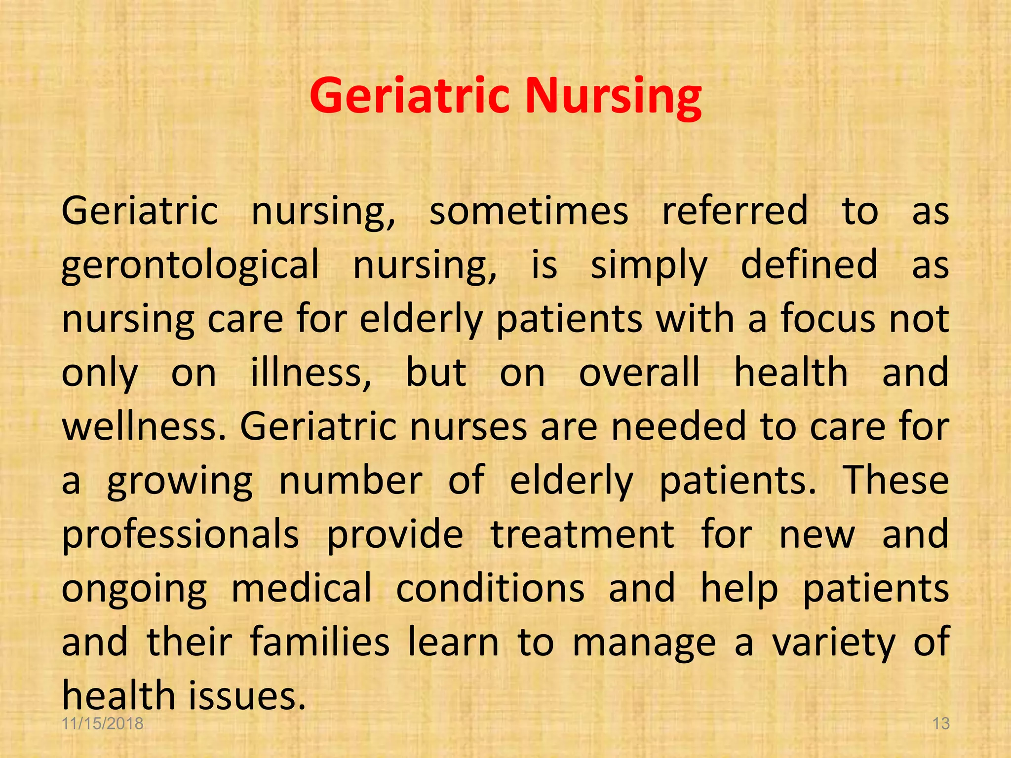 1. geriatric nursing introduction | PDF
