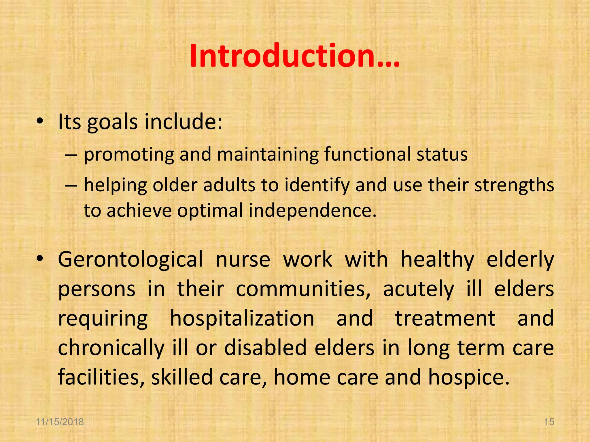 1. geriatric nursing introduction | PDF