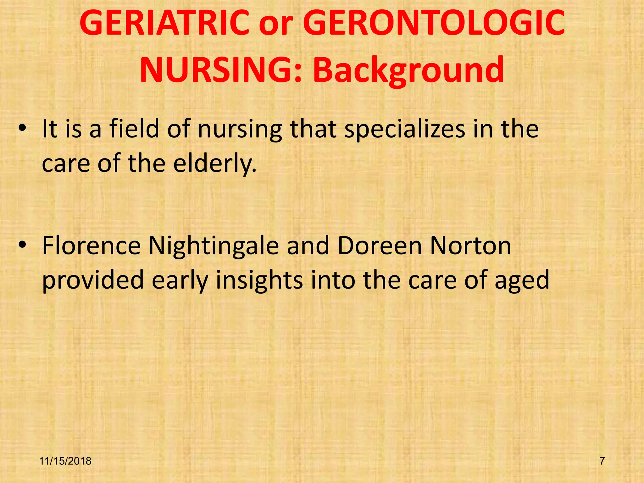 1. geriatric nursing introduction | PDF
