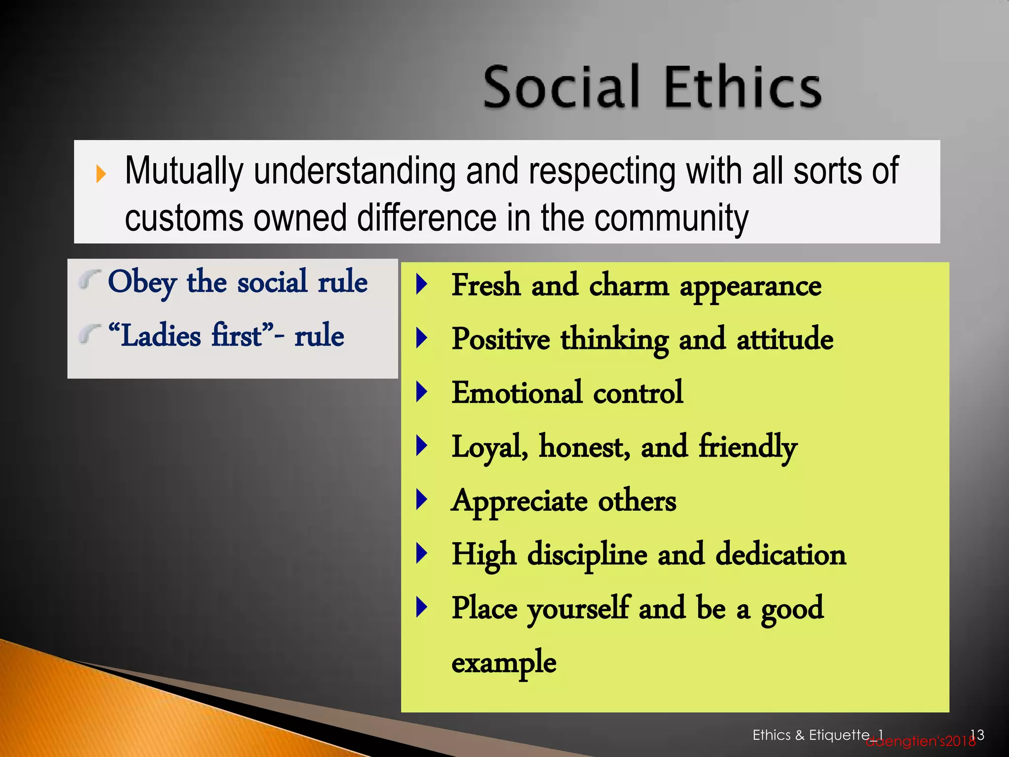 Ethics & Etiquette #1 _ tien's 2018 | PDF