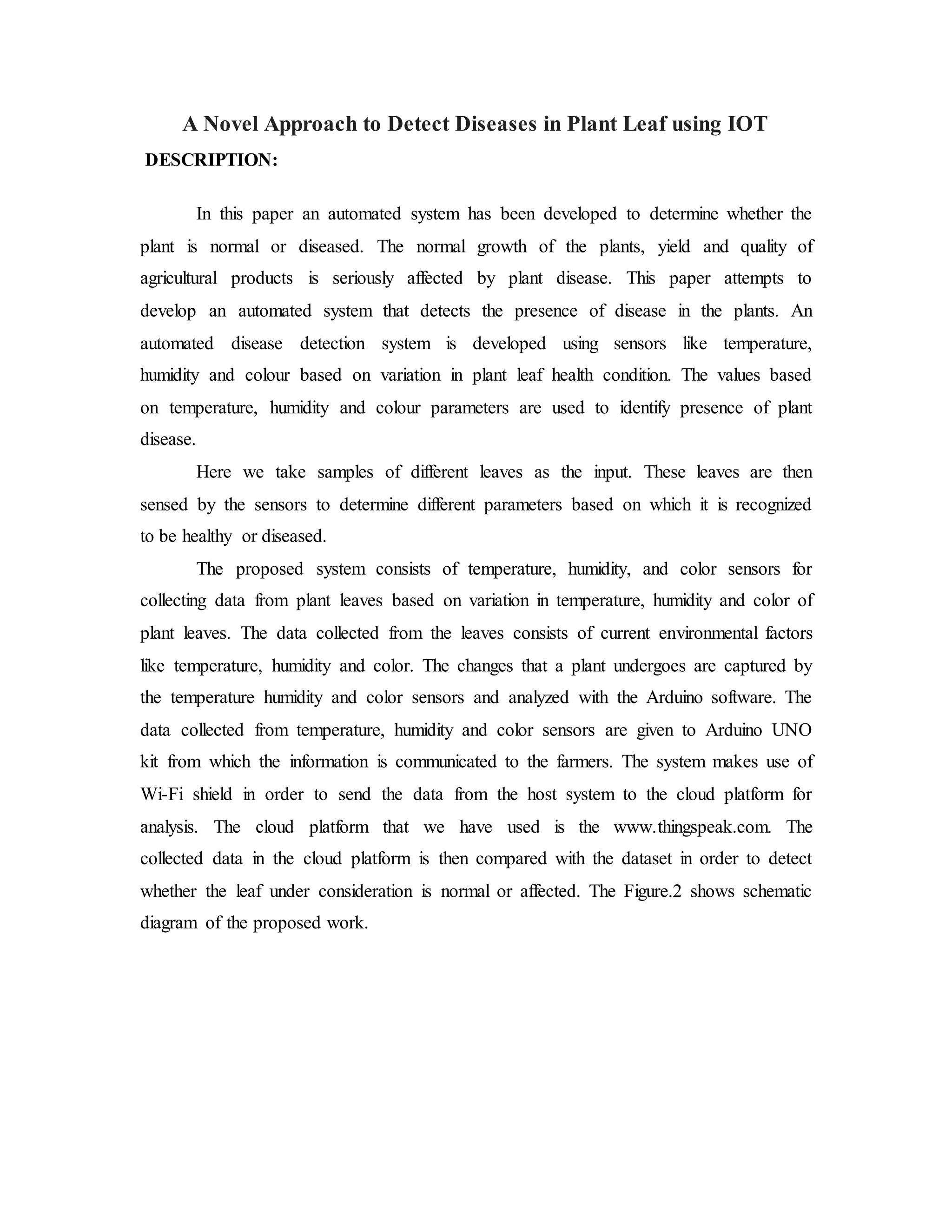 an iot based smart solution for leaf disease detection | DOCX