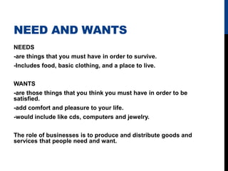 Entrepreneurs Satisfy Needs and Wants | PPTX