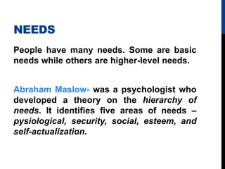 Entrepreneurs Satisfy Needs and Wants | PPTX