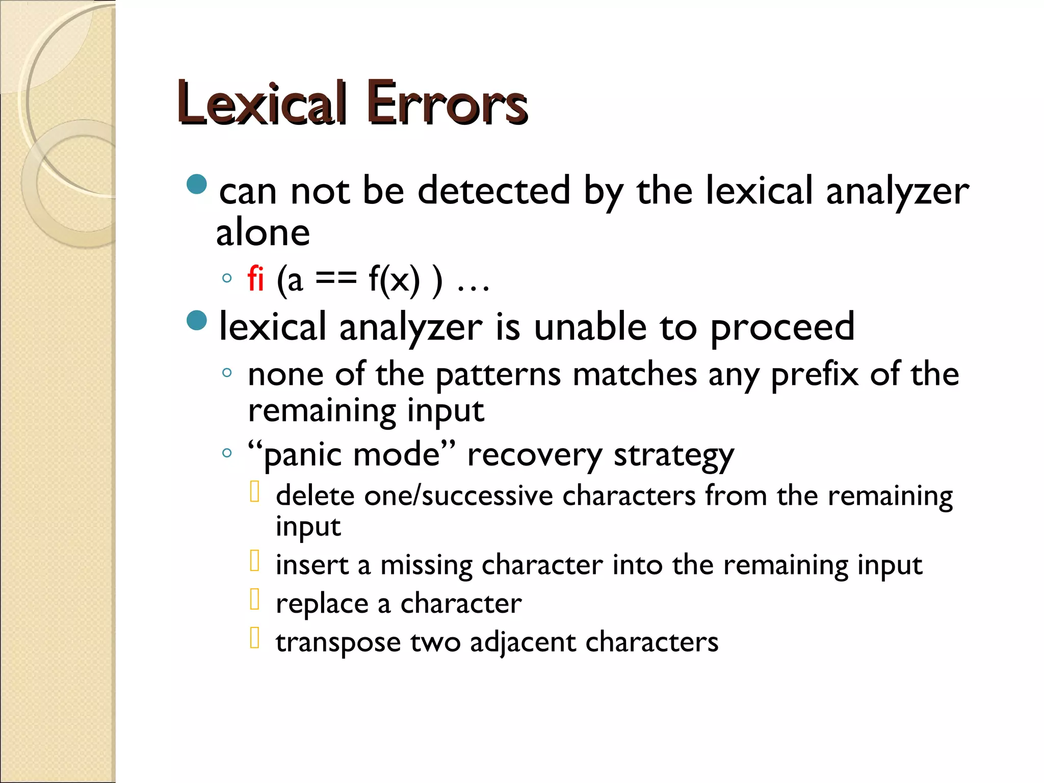 1.Role lexical Analyzer | PPT
