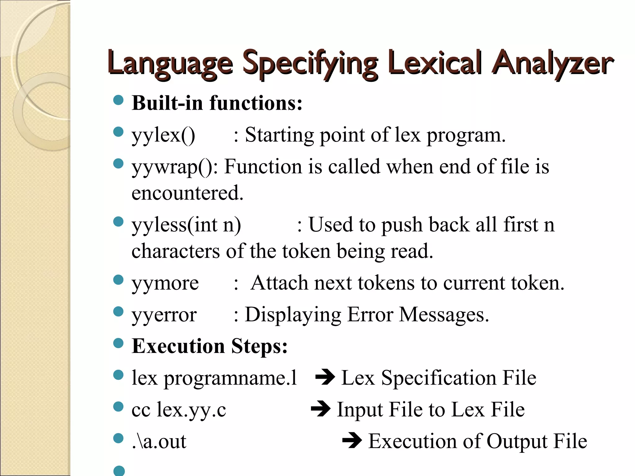 1.Role lexical Analyzer | PPT