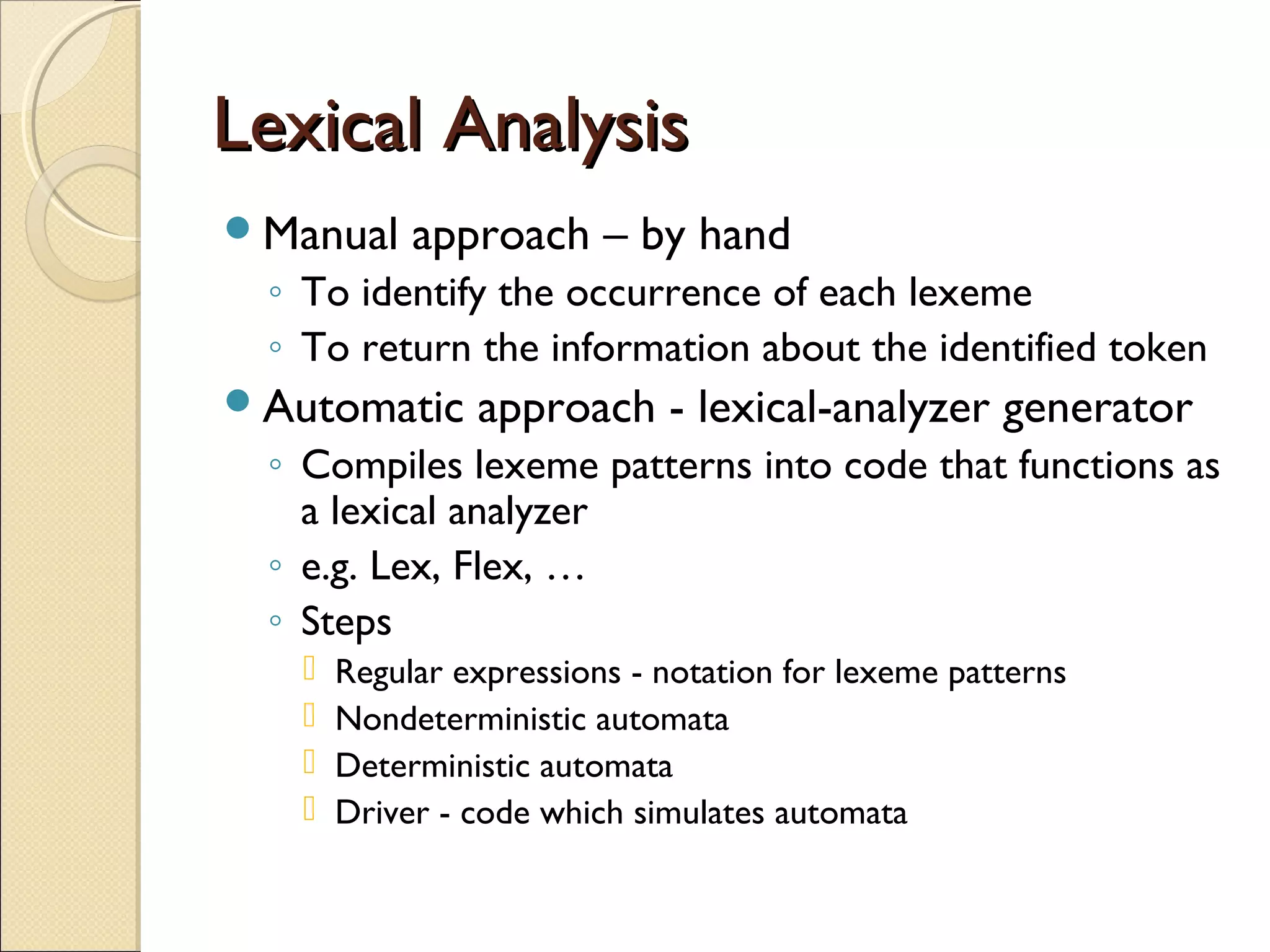 1.Role lexical Analyzer | PPT