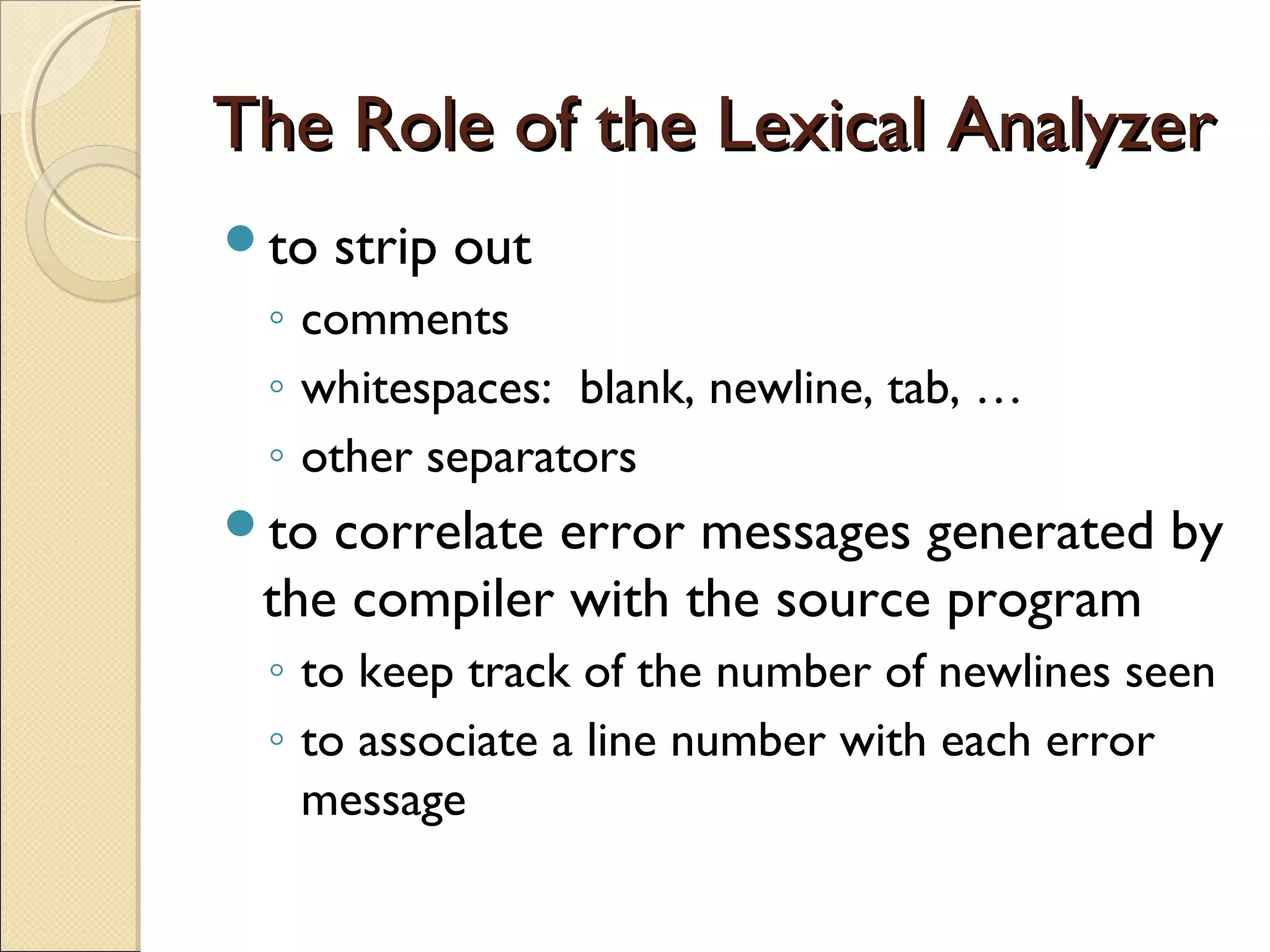 1.Role lexical Analyzer | PPT