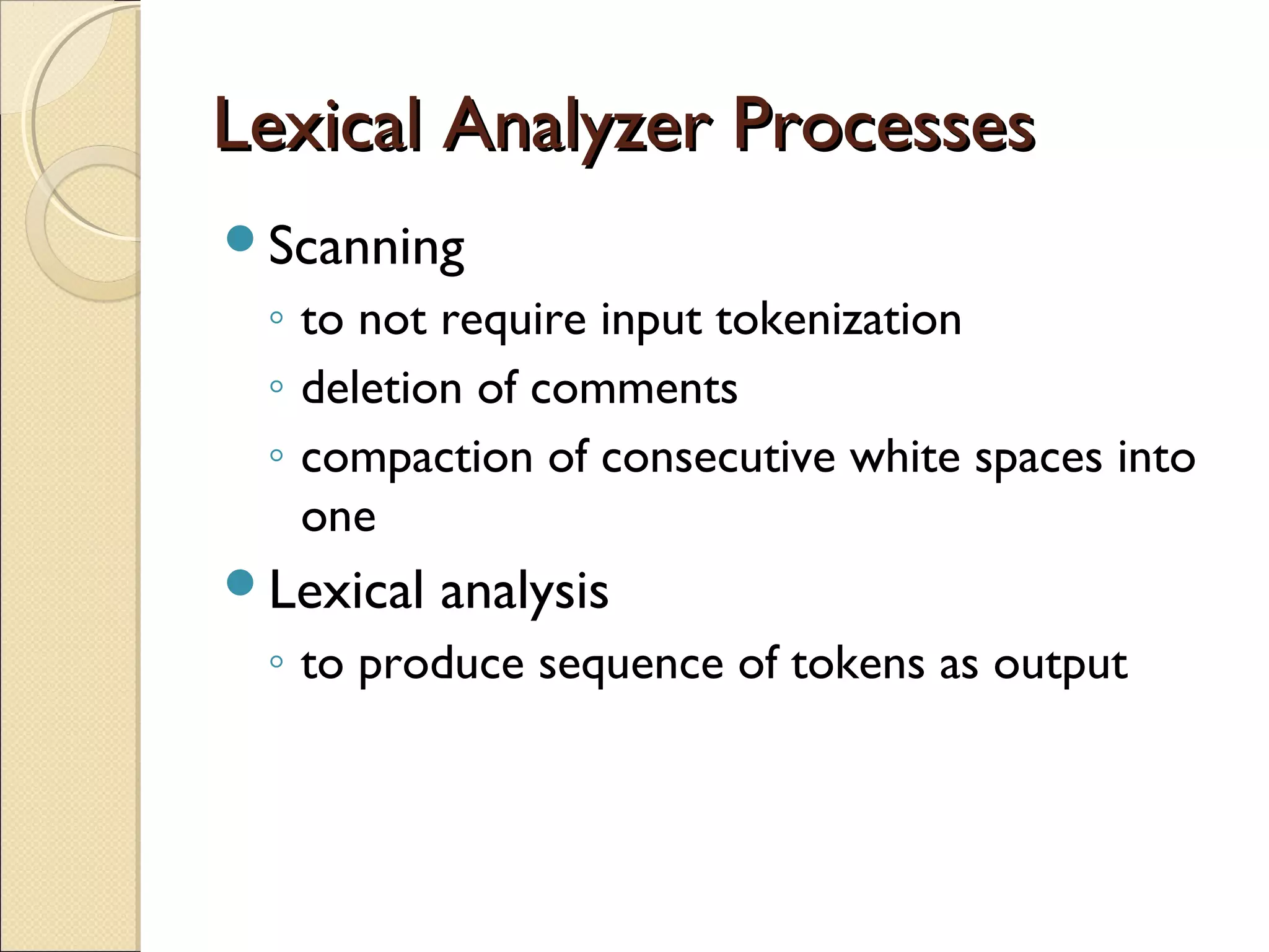 1.Role lexical Analyzer | PPT