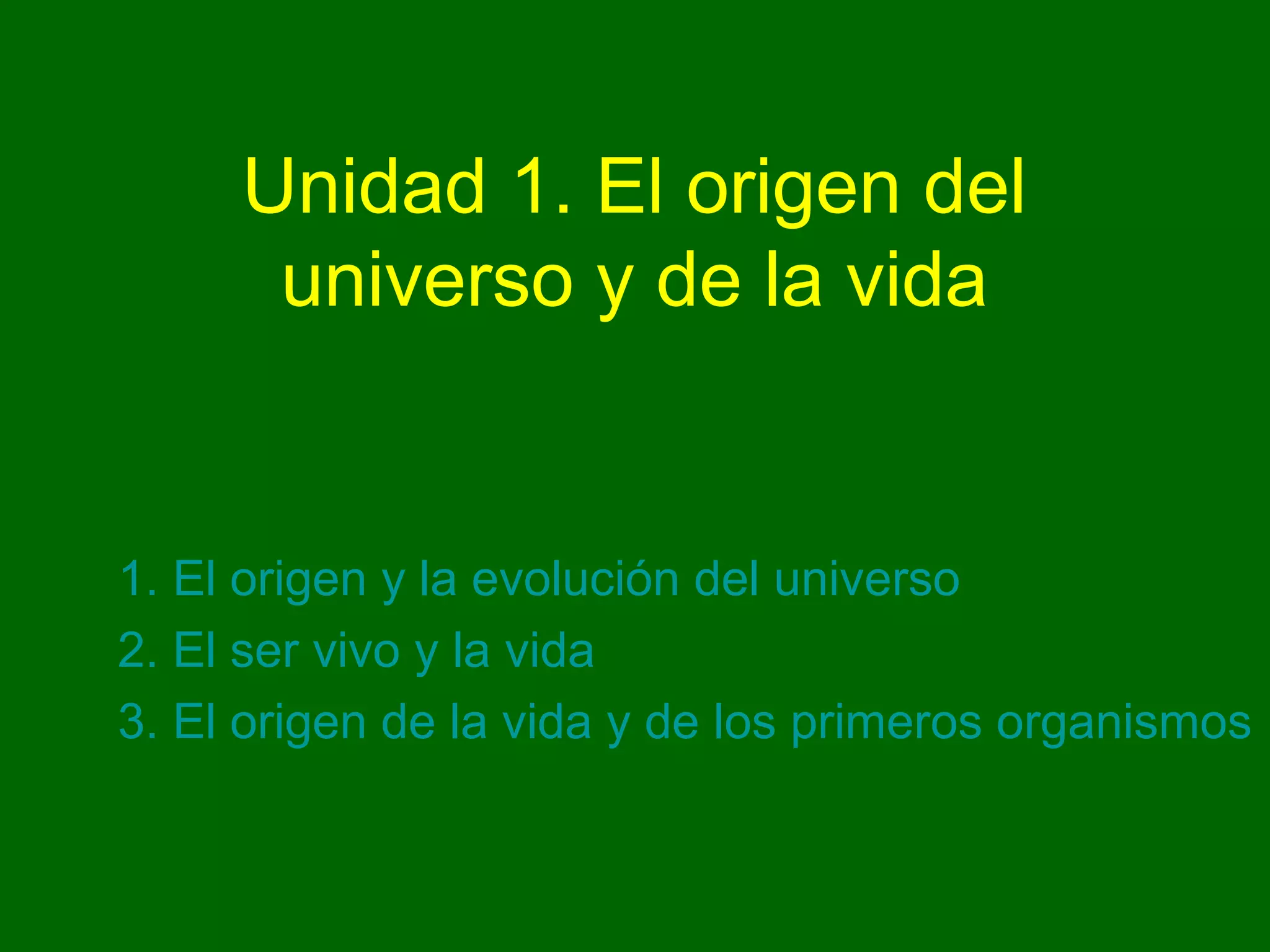 EL ORIGEN DEL UNIVERSO Y DE LA VIDA | PPT