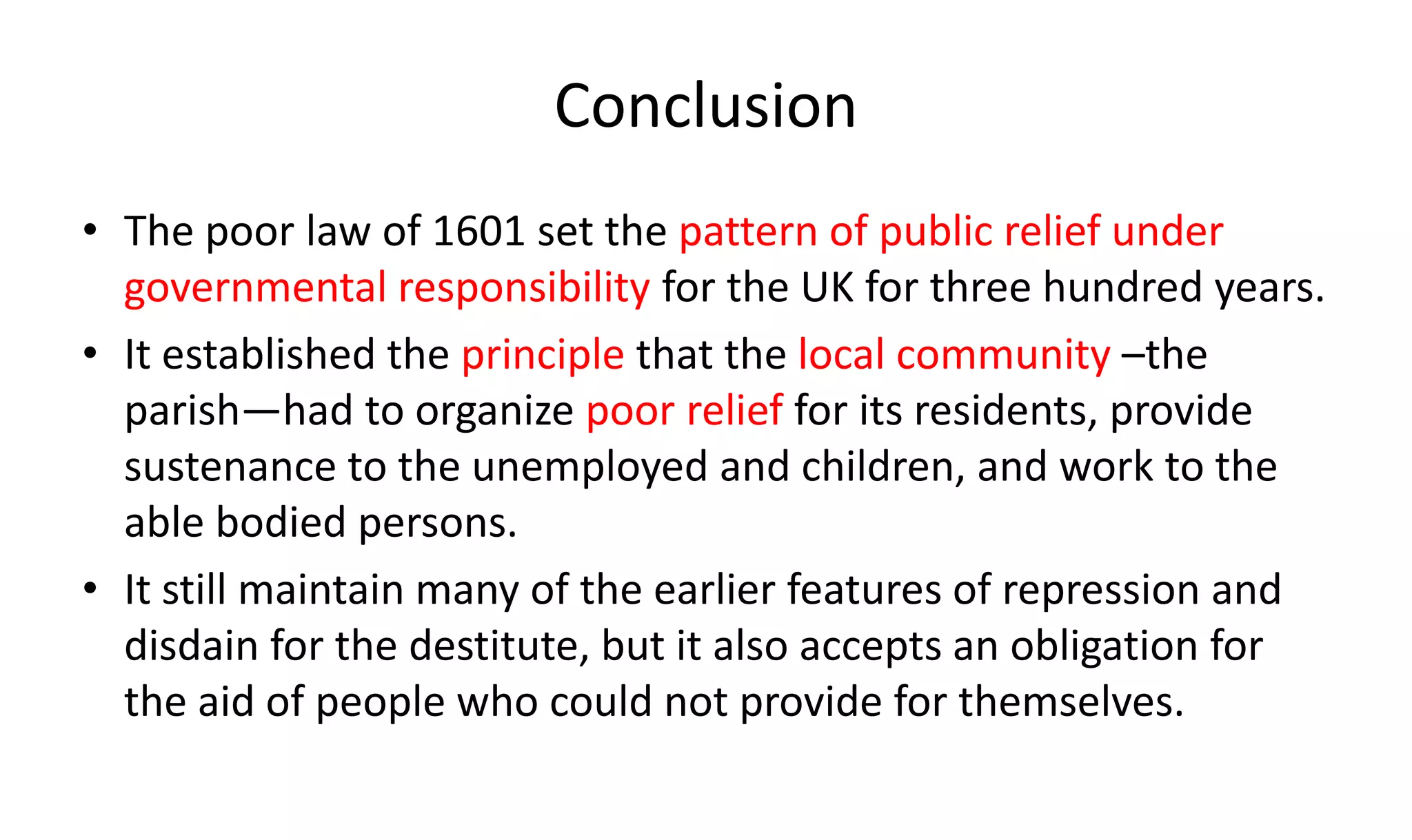 British Poor Law of 1601 | PPTX
