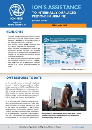 Monthly report on IOM's assistance to IDPs in Ukraine, February 2015 | PDF