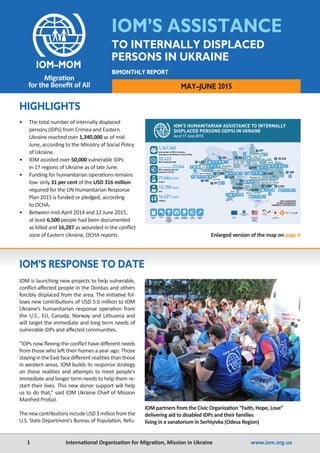 Monthly report on IOM's assistance to IDPs in Ukraine, May-June 2015 | PDF