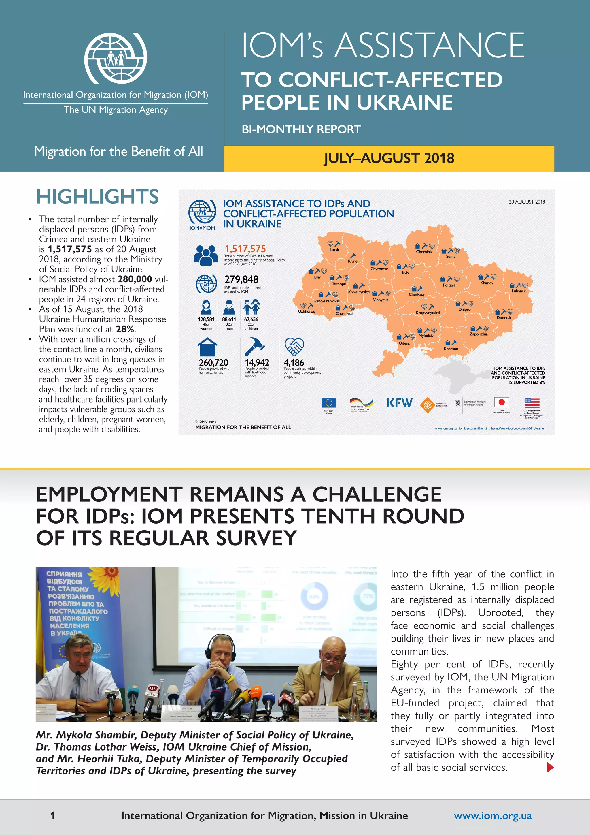 Report on IOM's assistance to conflict-affected people in Ukraine, July ...
