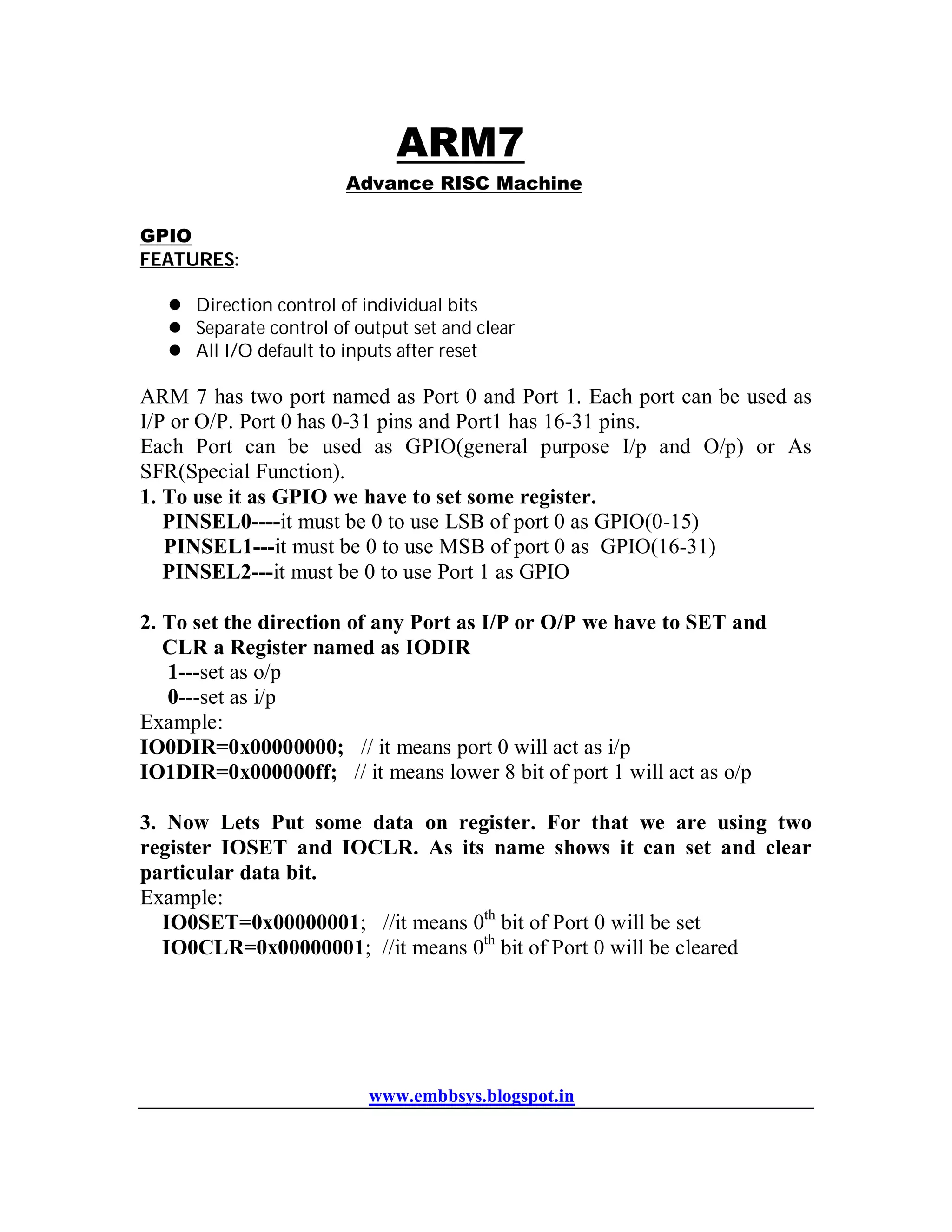 1.arm tutorial(gpio) | PDF