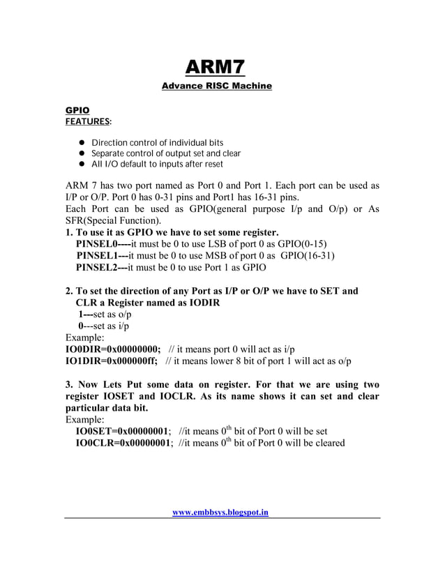 1.arm tutorial(gpio) | PDF | Computer Peripherals | Computing