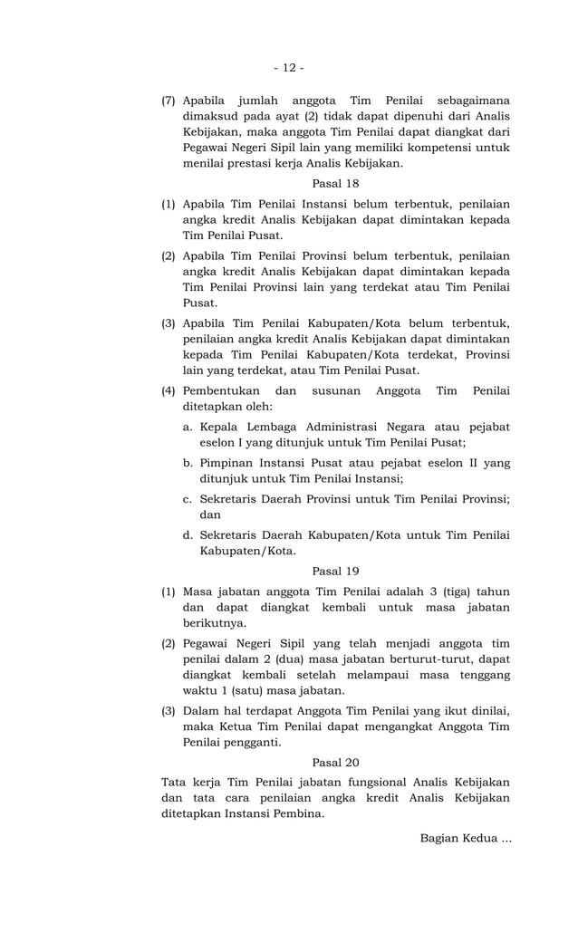 permenpan 45 tahun 2013 tentang jabatan fungsional analis kebijakan dan ...