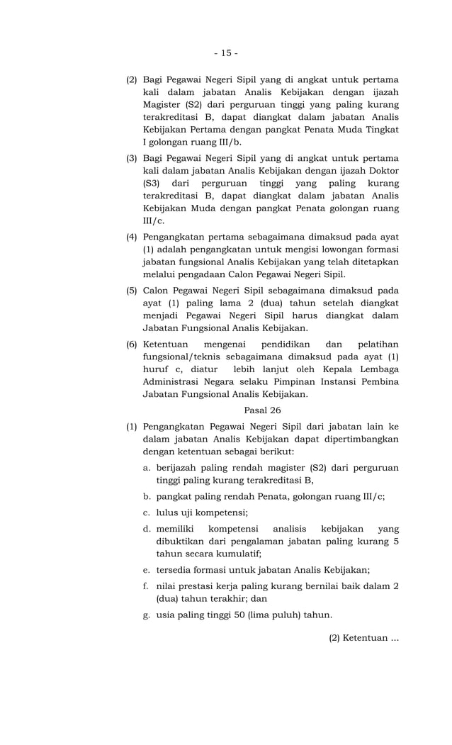 permenpan 45 tahun 2013 tentang jabatan fungsional analis kebijakan dan ...