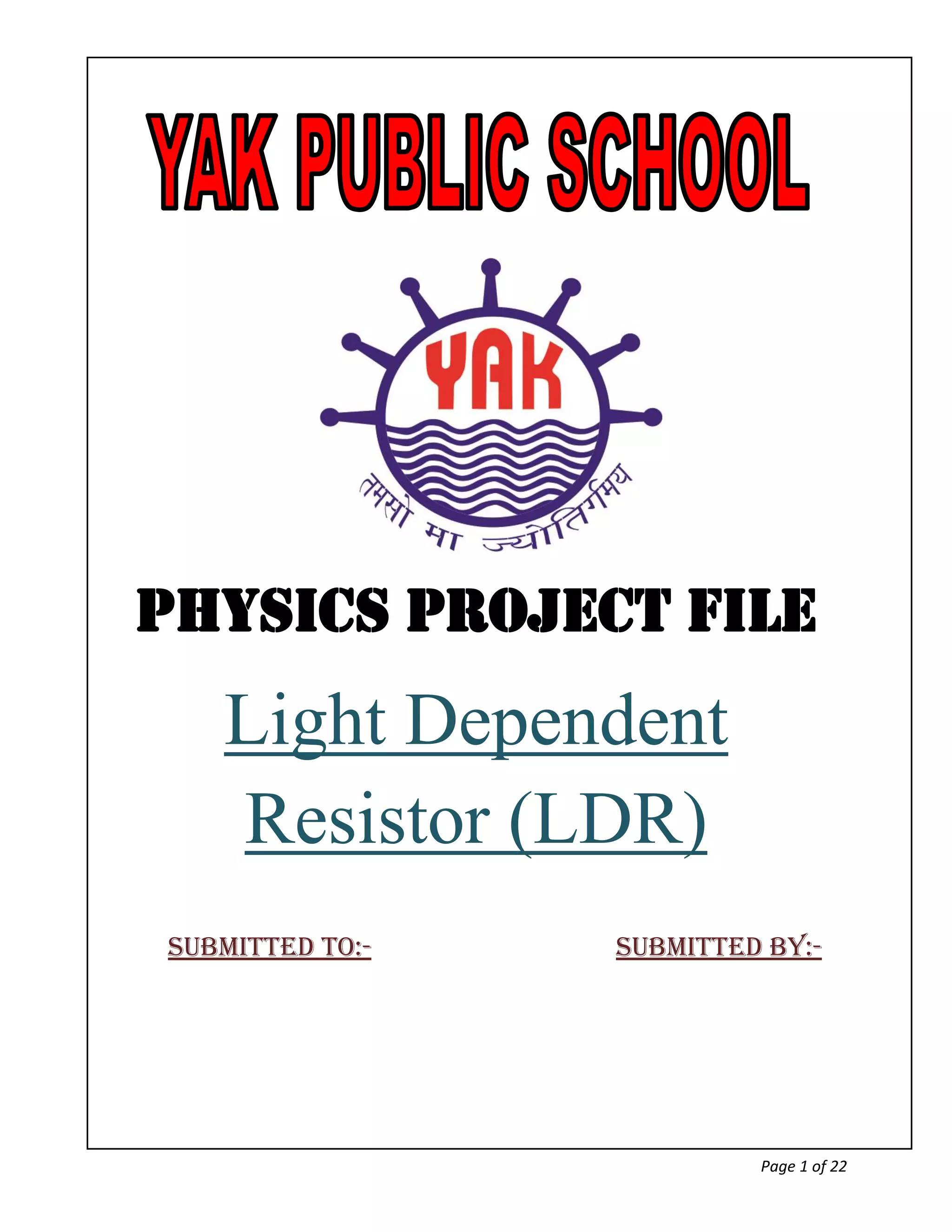 12th Physics Investigatory project (LDR) | PDF