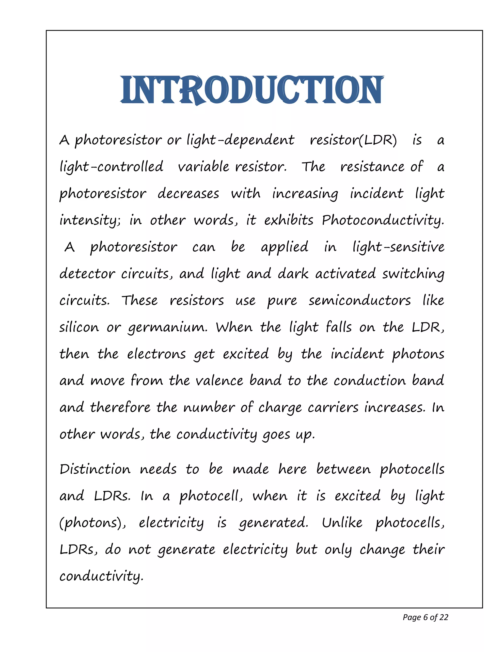 12th Physics Investigatory project (LDR) | PDF