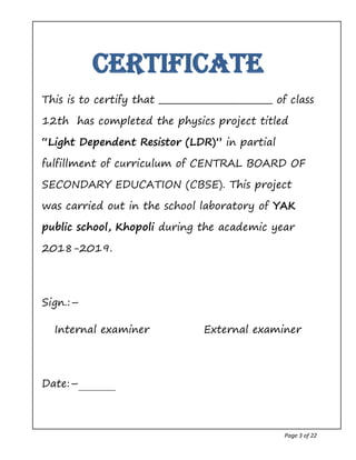 12th Physics Investigatory project (LDR) | PDF