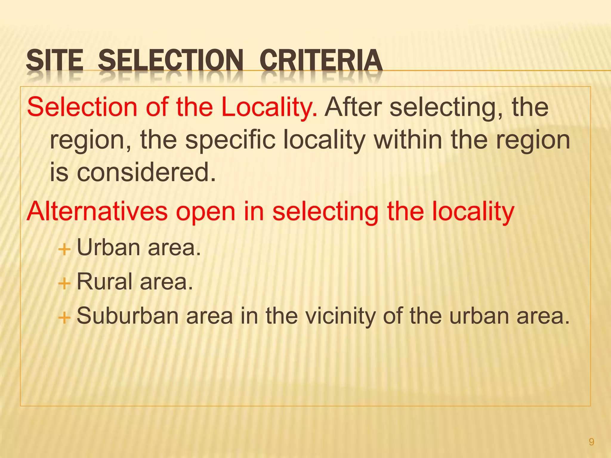 1.1 location selection | PPTX