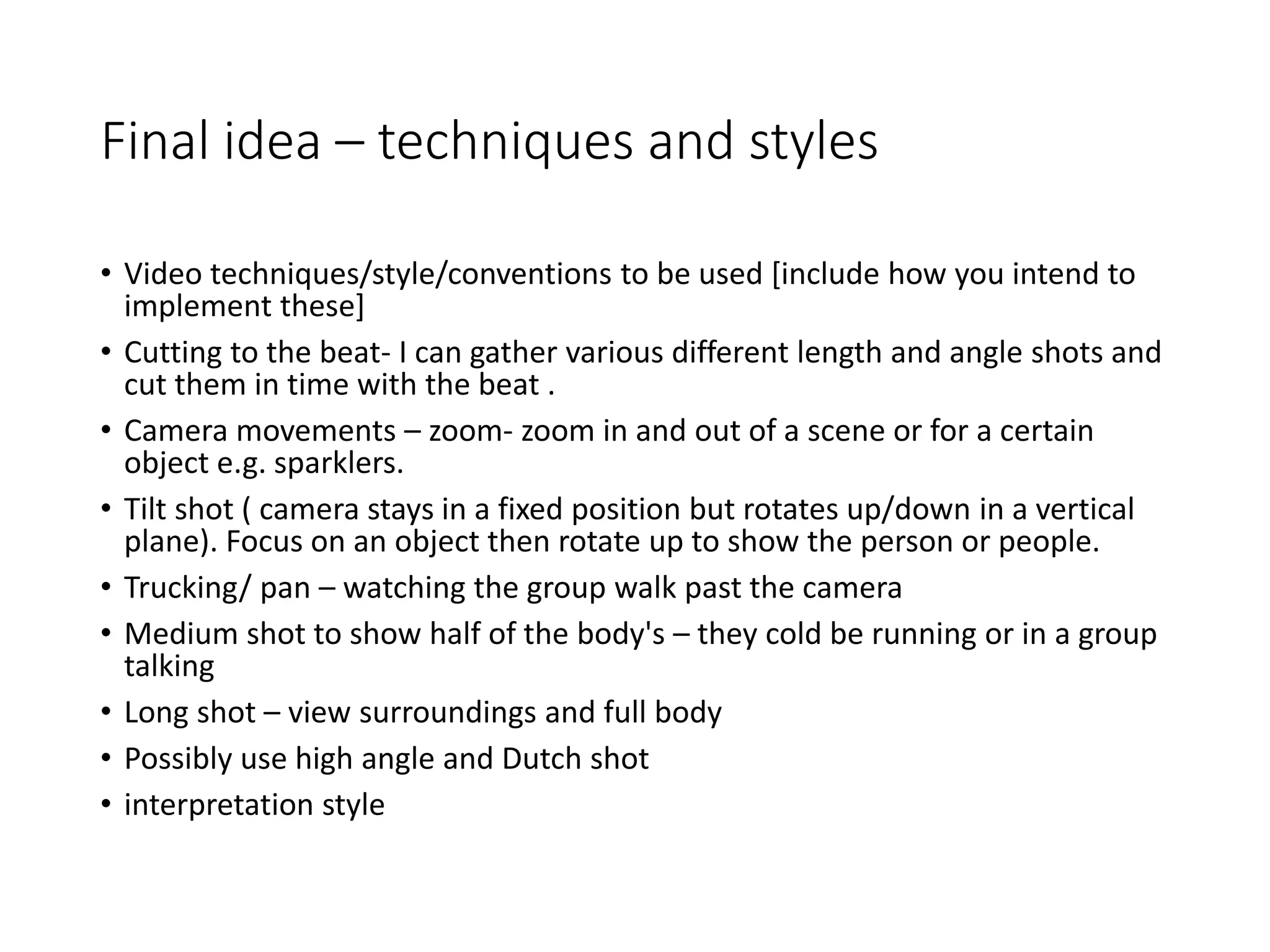 music video 1) initial plans | PPTX