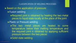 Introduction to joining process, welding classification,terminology ...