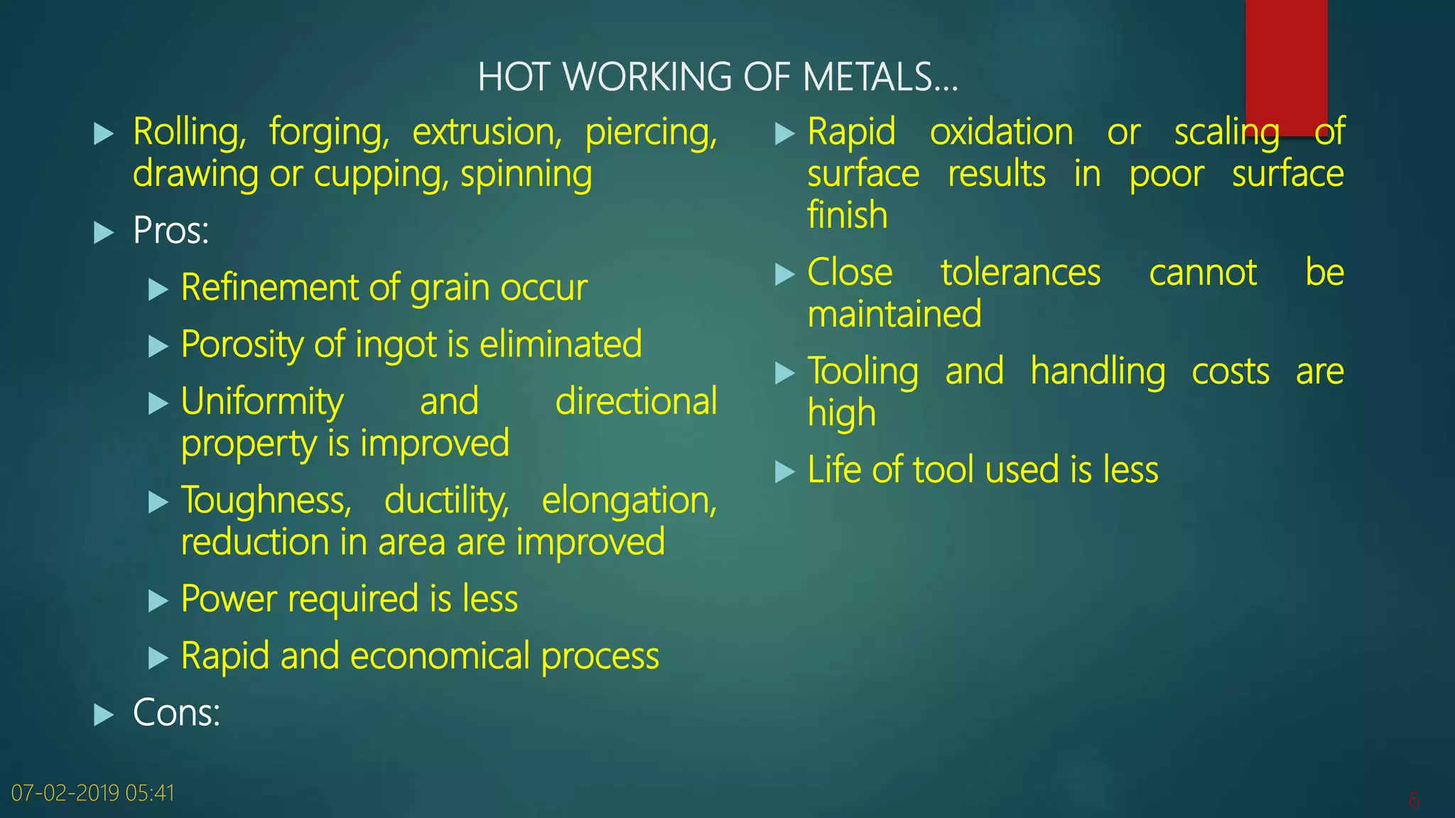 Hot and cold working process, drawing tube, wire and spinning | PPTX