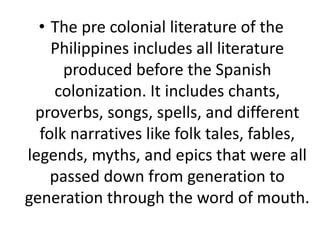 Pre-colonial Literature | PPTX