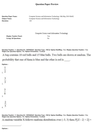 AP PGECET Computer Science 2018 question paper | PDF